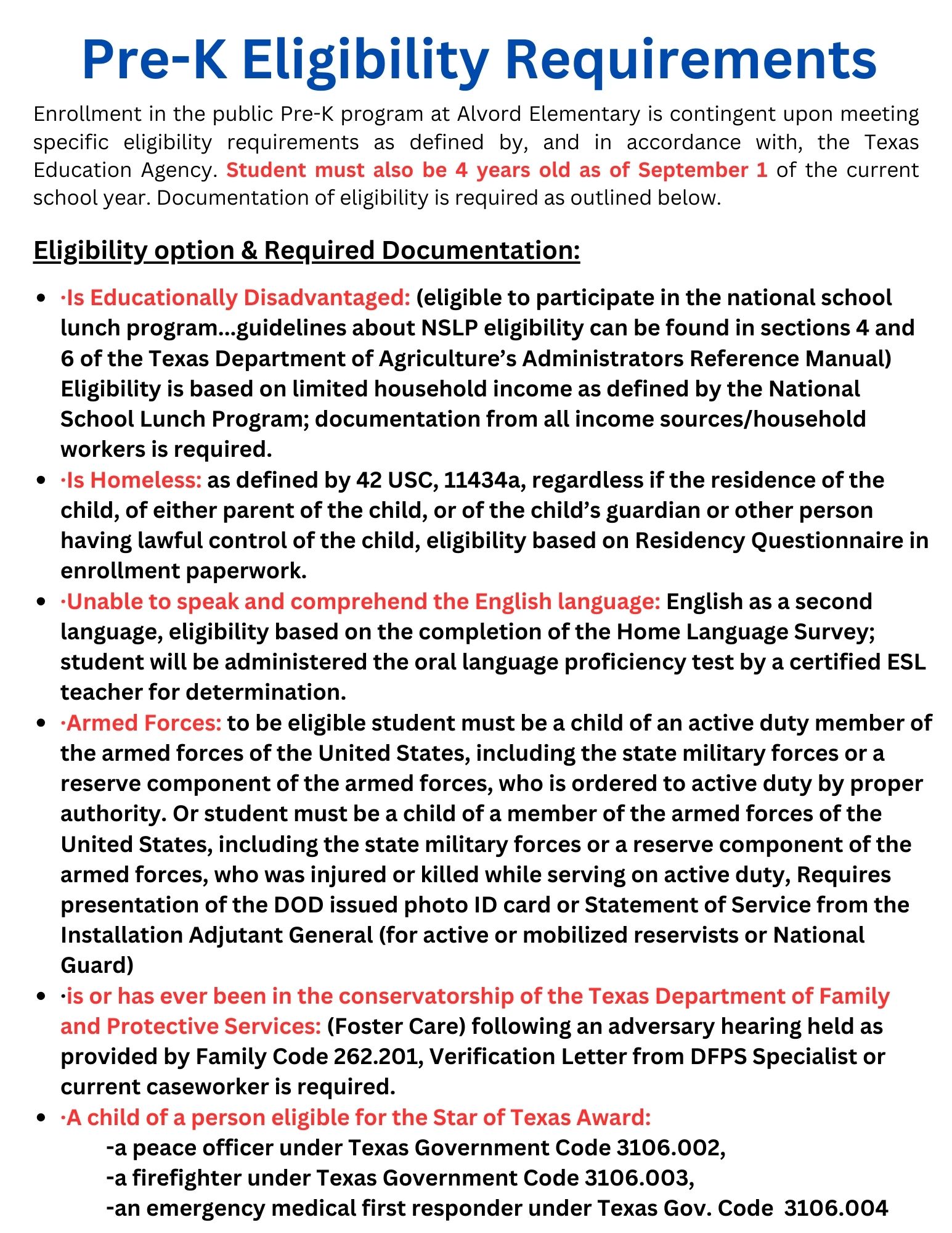 Pre K Requirements Pre K Requirements